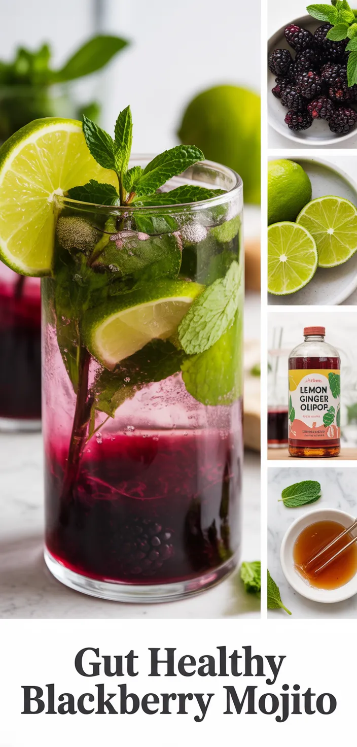 Gut Healthy Blackberry Mint Mojito Mocktail Recipe - splashsavvy.com